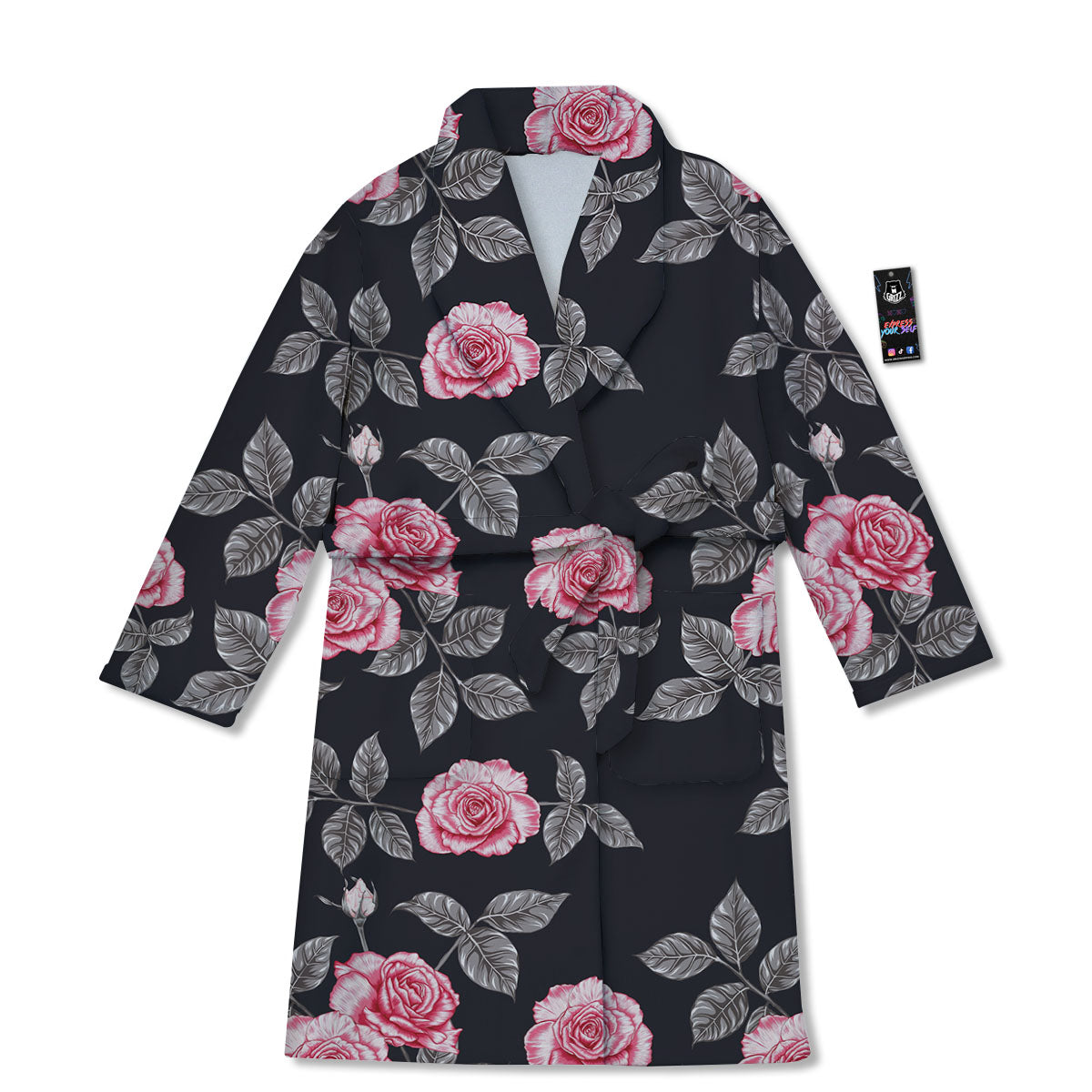Rose Pink Print Pattern Bathrobe
