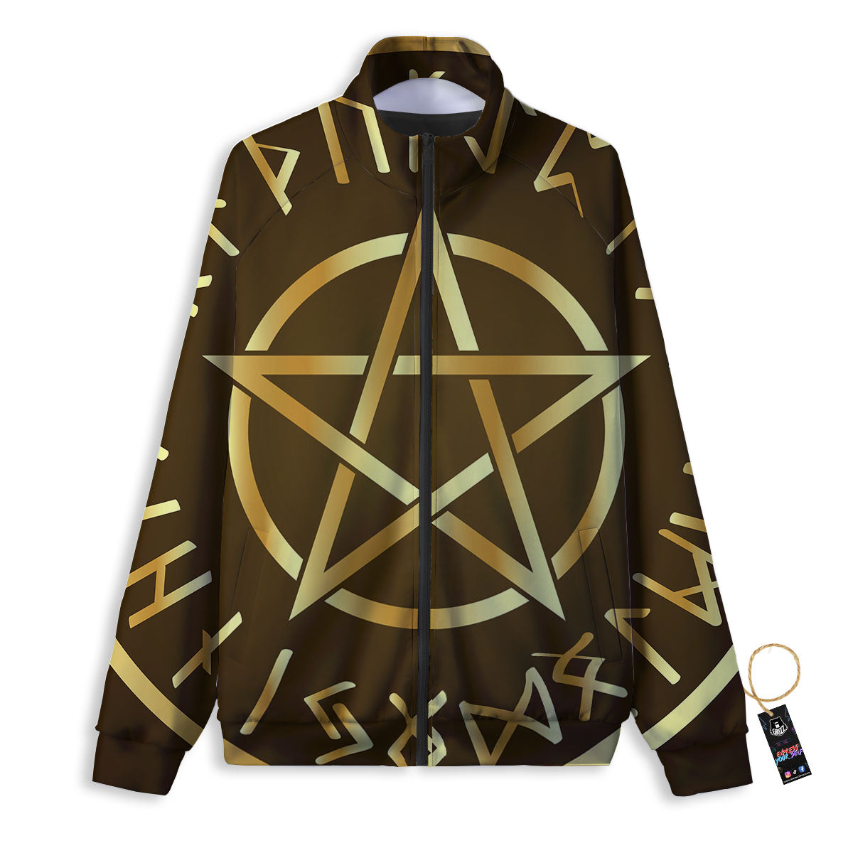 Runes Pentagram Viking Nordic Print Track Jacket