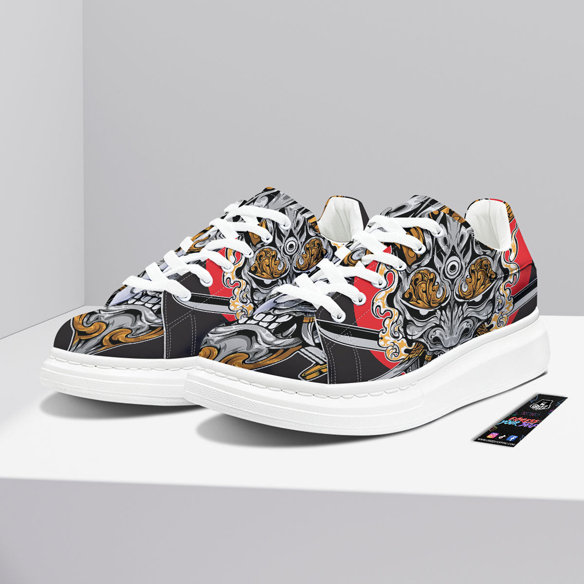 Samurai Ghost Japanese Print Platform Shoes