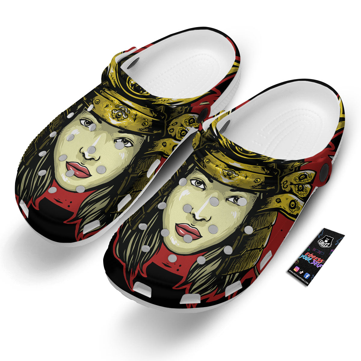 Samurai Woman Japanese Print Clog