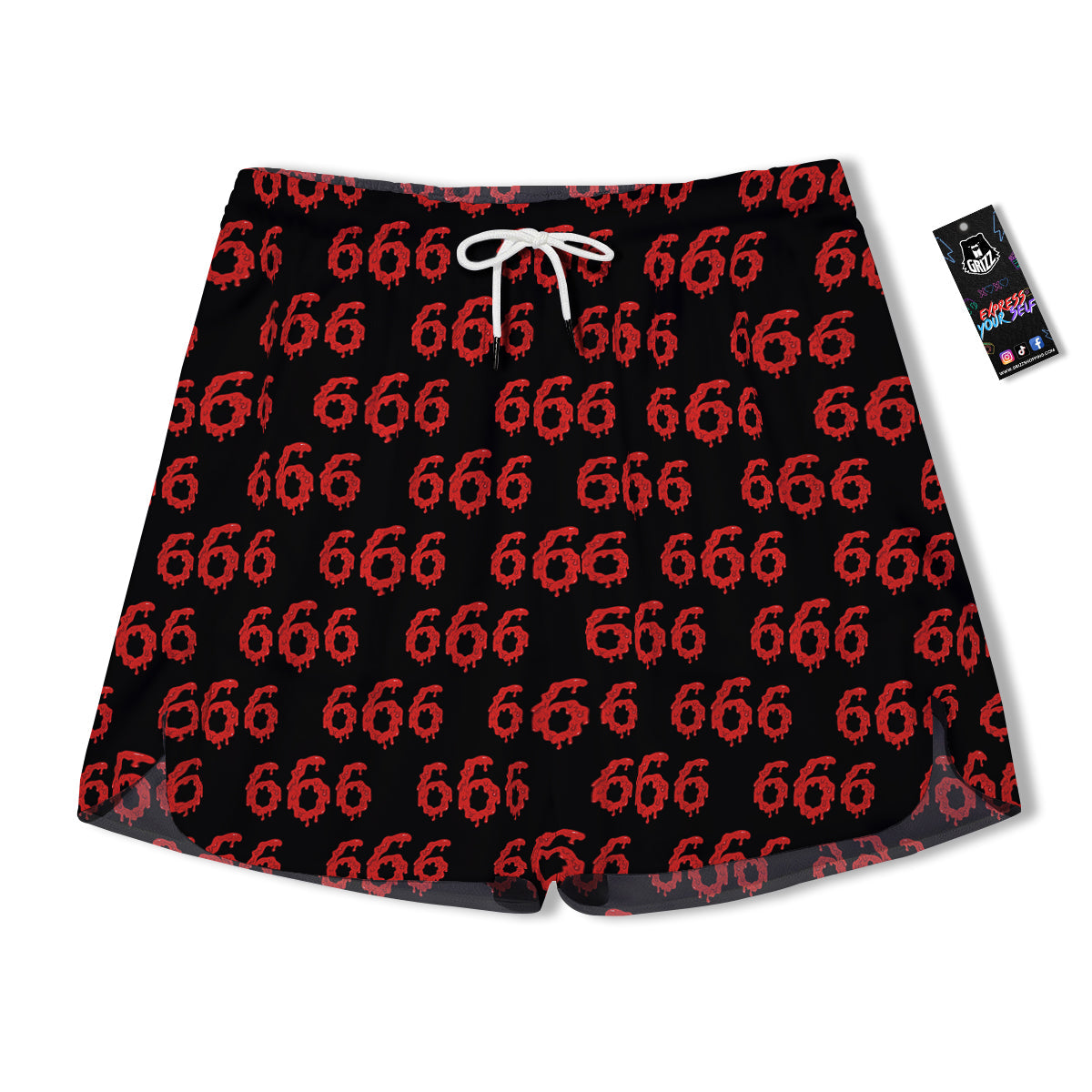 Satan 666 Print Pattern Men's Running Shorts – Grizzshopping