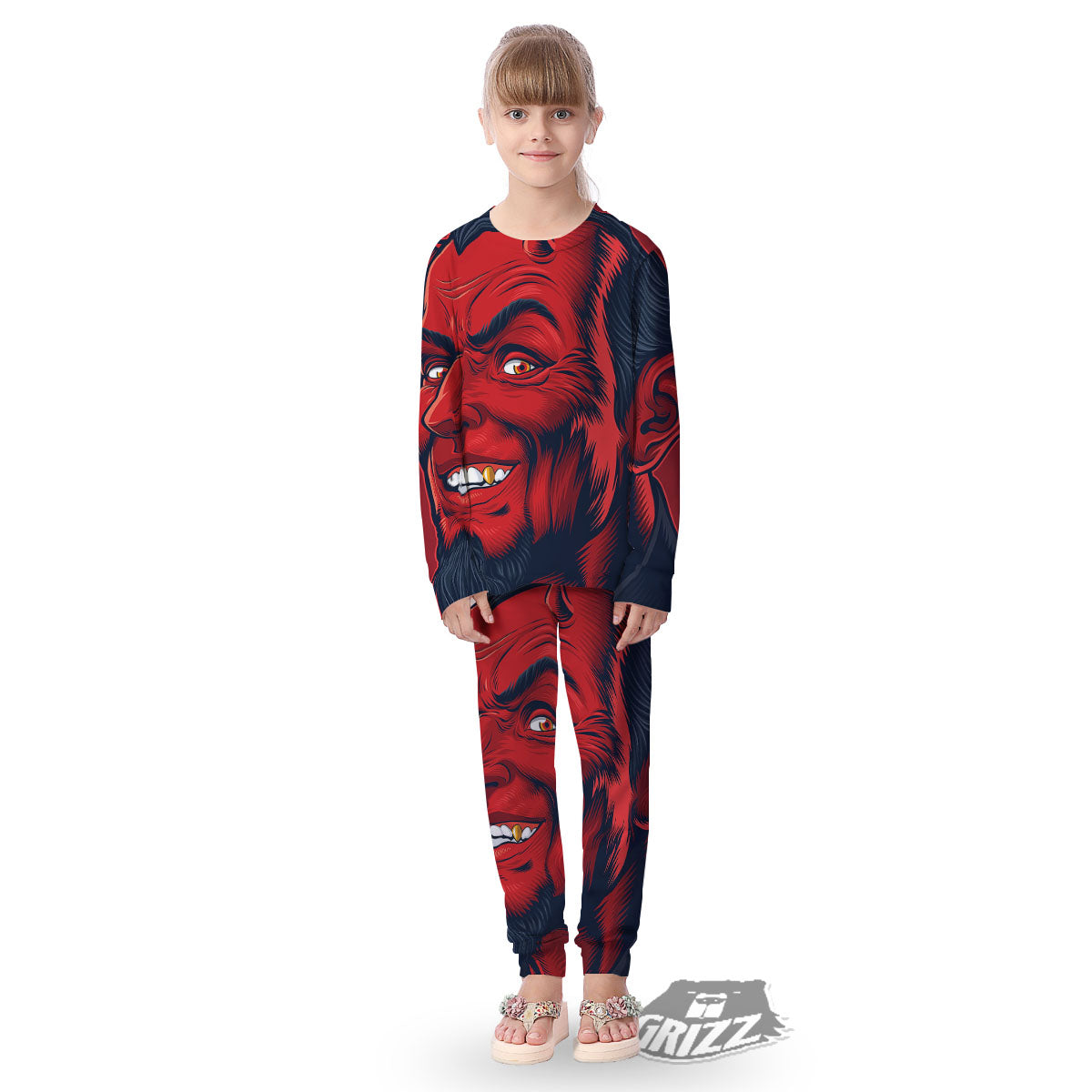 Satan Red Devil Print Kid's Pajamas