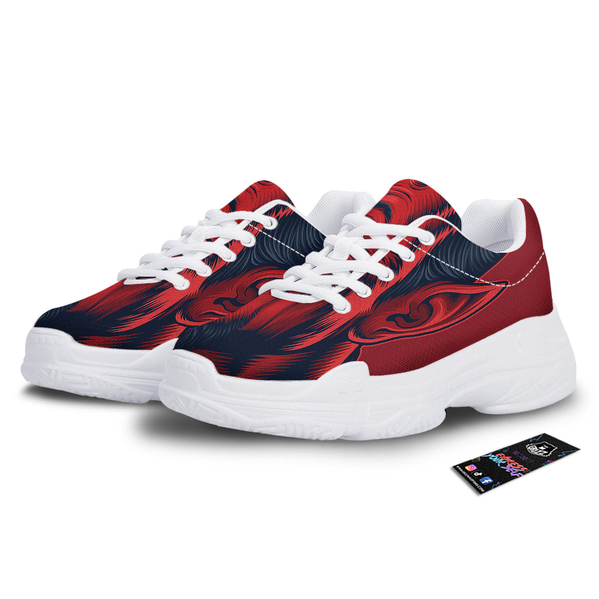 Satan Red Devil Print White Chunky Shoes