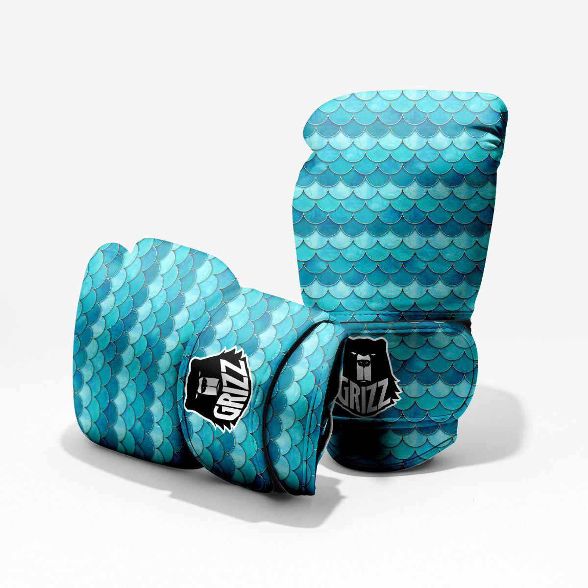 Scales Mermaid Blue Print Pattern Pro Boxing Glove