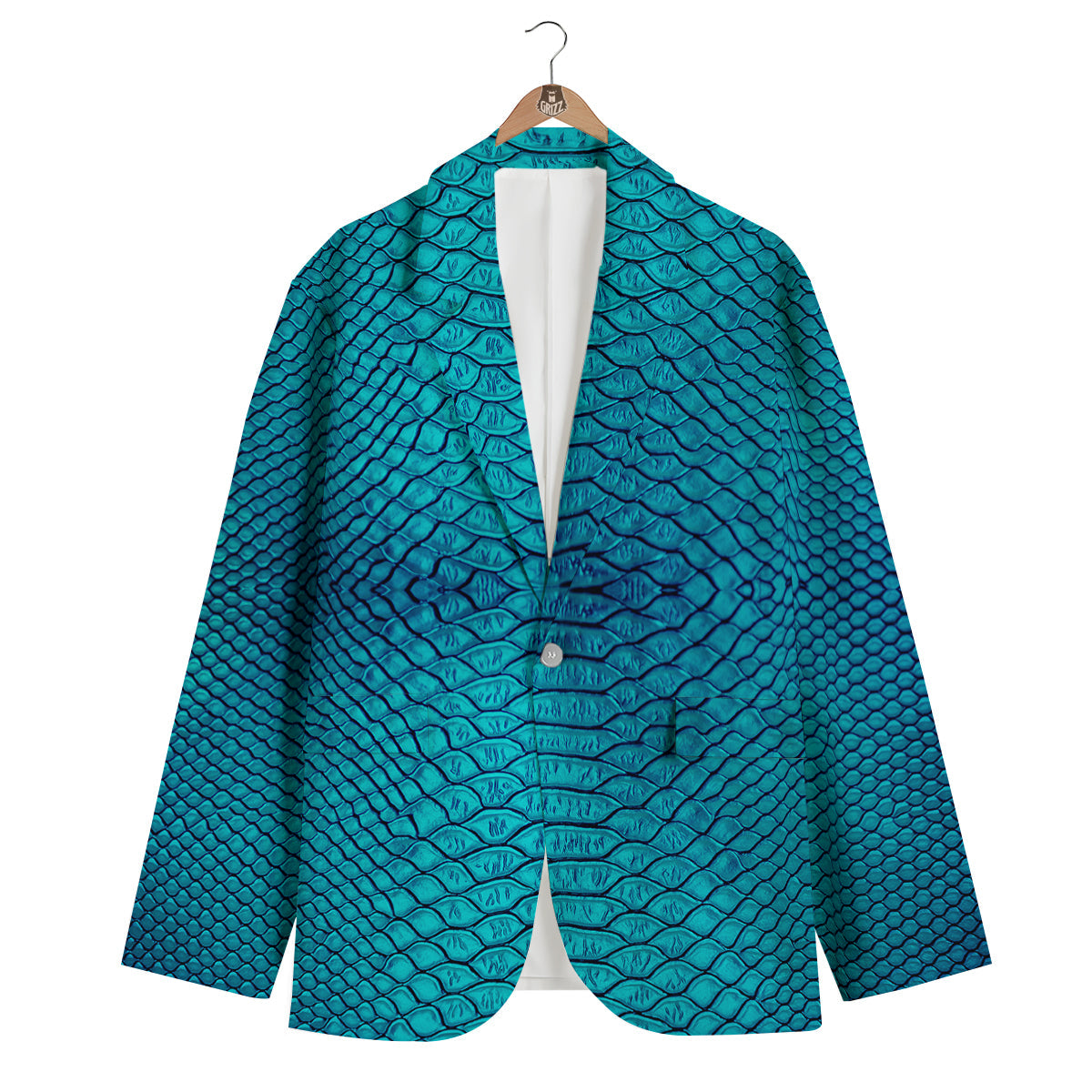 Scales Turquoise Snake Print Pattern Men's Blazer