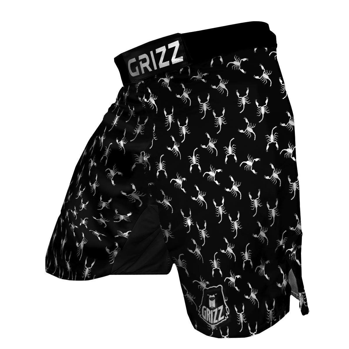 Scorpion Black White Print Pattern MMA Shorts