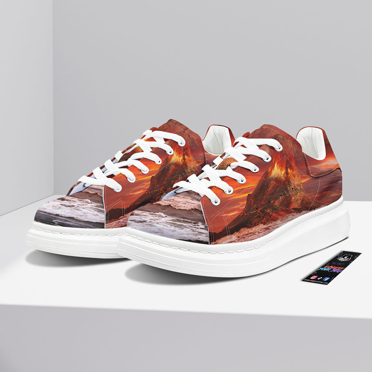 Sea And Volcano Print Platform Shoes