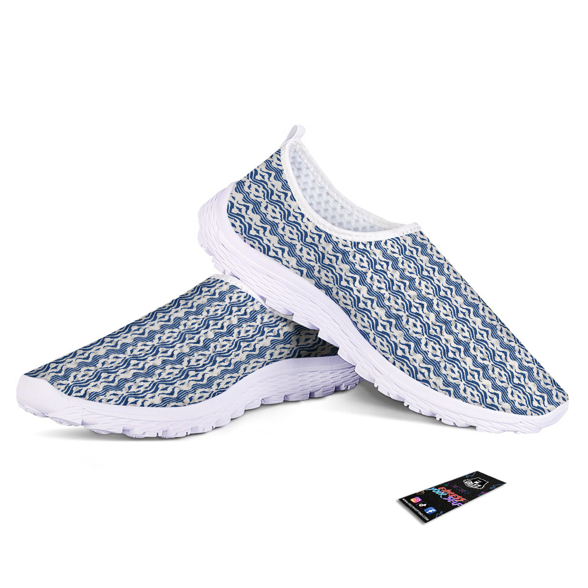 Shibori Wave Print Pattern Nurse Shoes