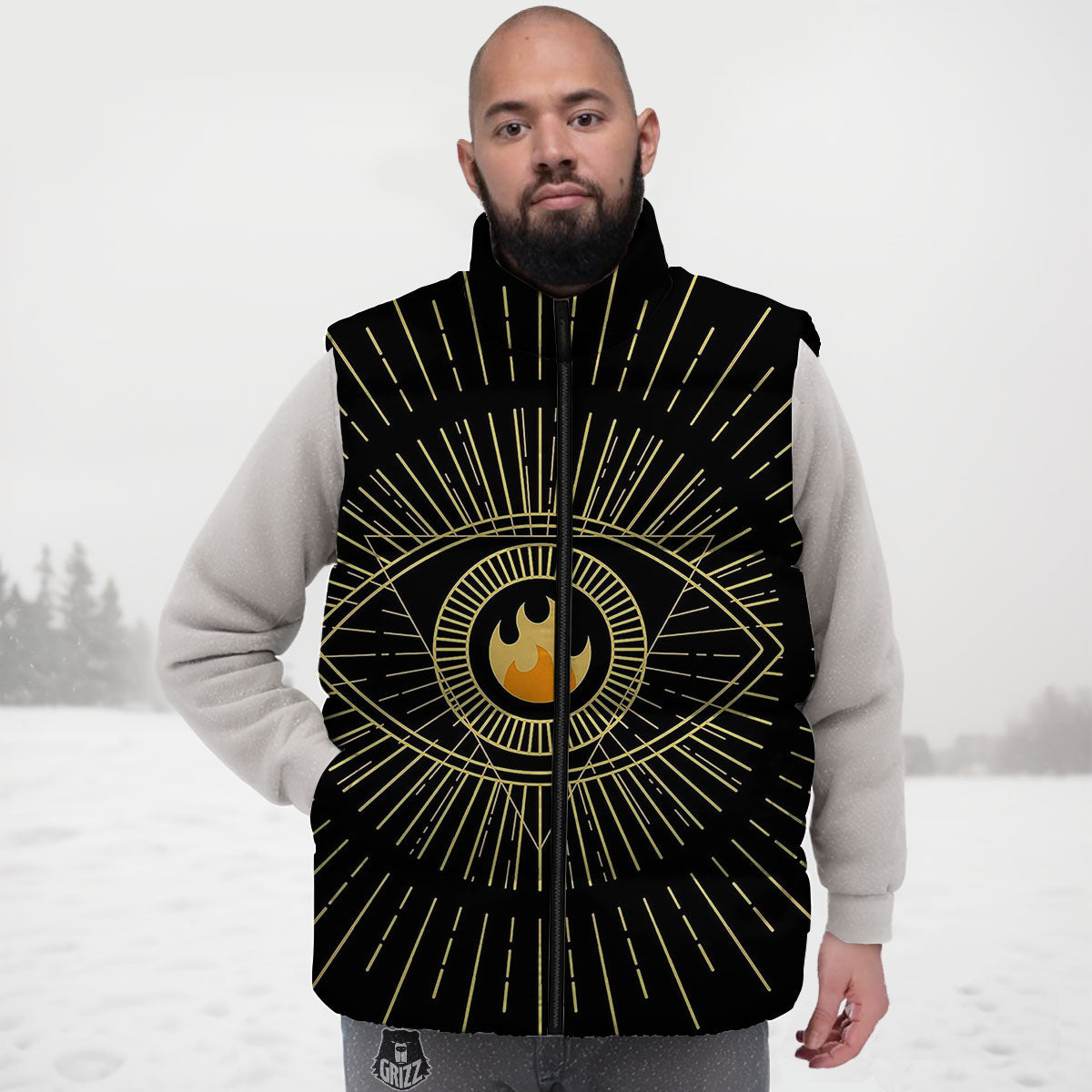 Sight Masonic Eye Print Down Vest