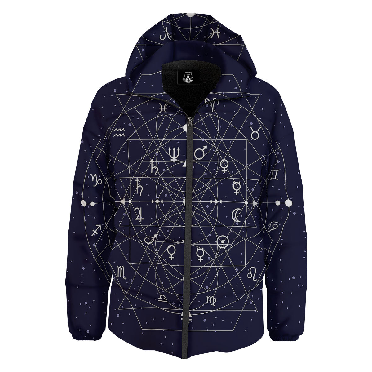 Signs Geometric Zodiac Print Down Jacket