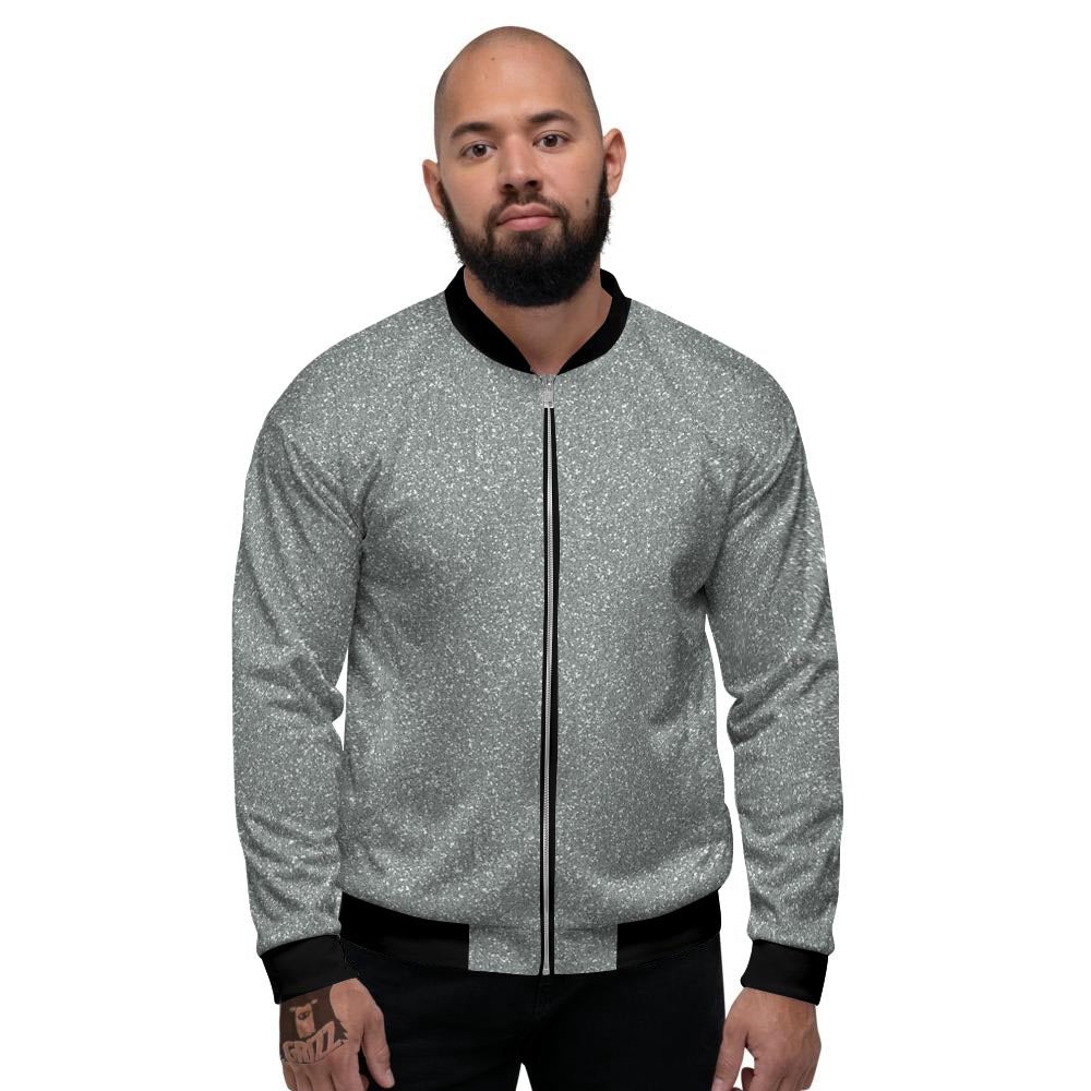 Silver Glitter Artwork Print Men's Bomber Jacket