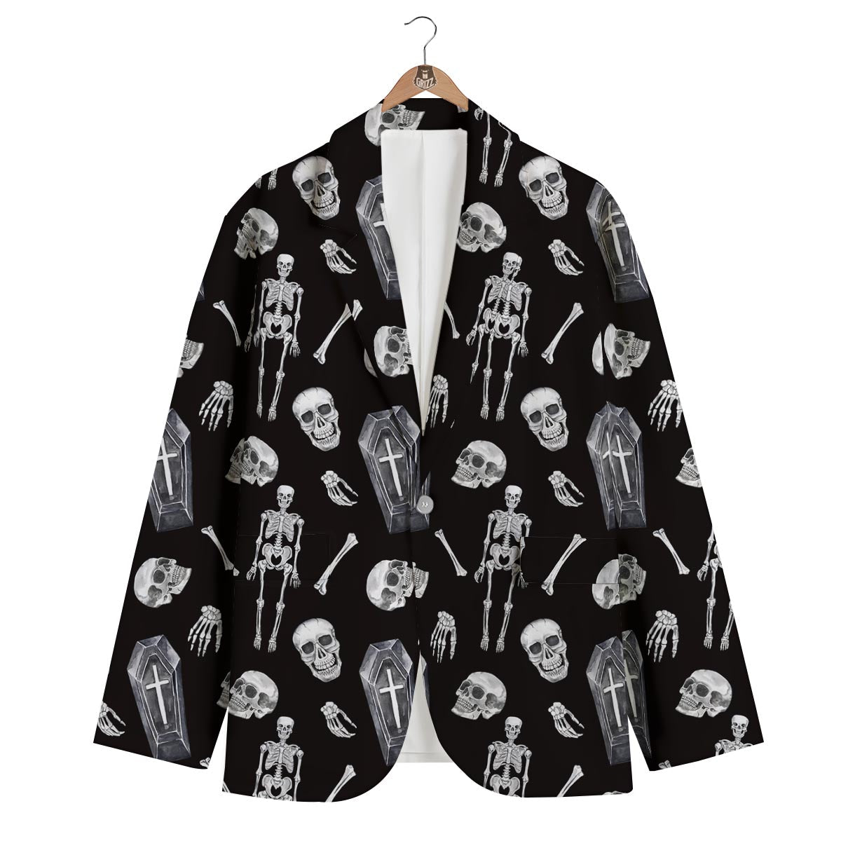 Skeleton And Tomb Print Pattern Men's Blazer