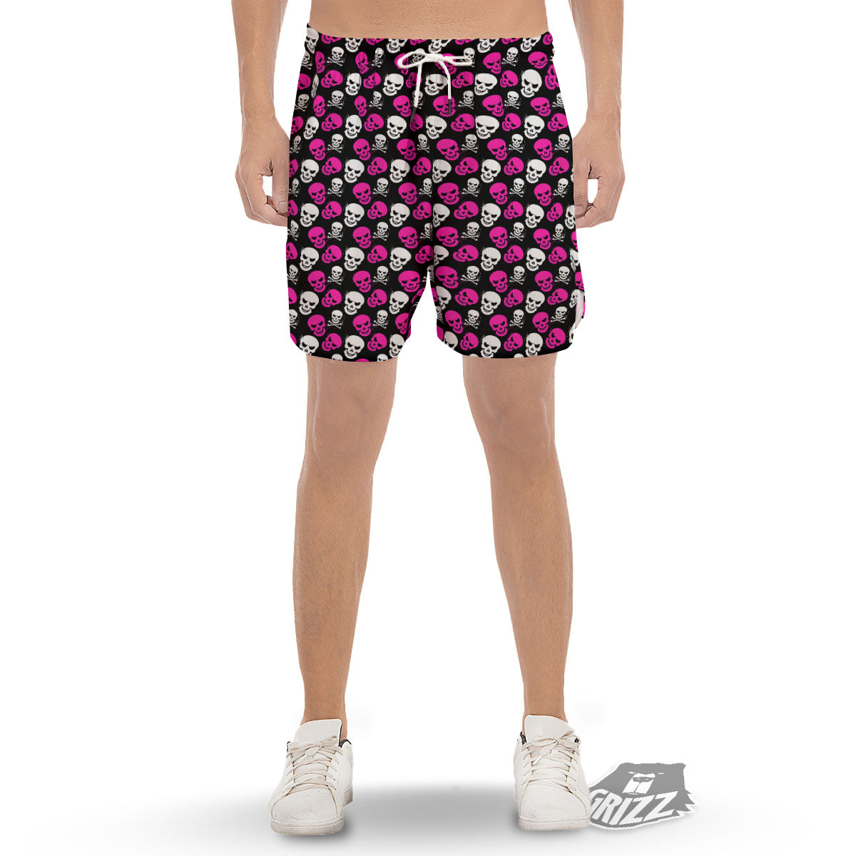 Skull Girly Emo Print Pattern Men's Gym Shorts