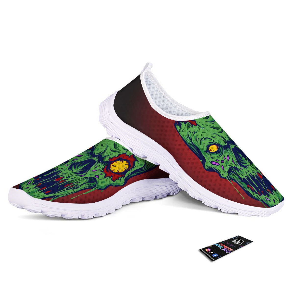 Skull Zombie Scary Horror Print Nurse Shoes