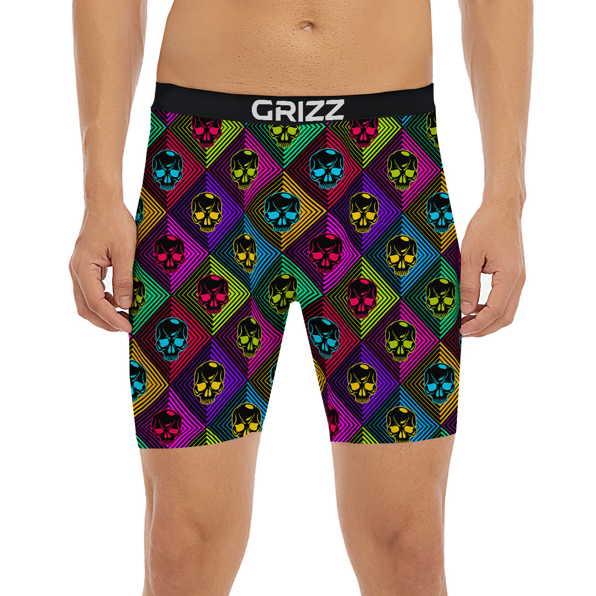 Skulls Hard Rock Colorful Print Pattern Boxer Briefs