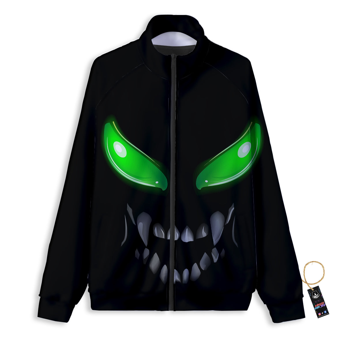 Smiley Face Monster Black Print Track Jacket