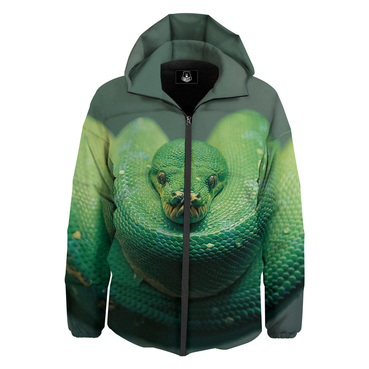 Snake Emerald Tree Boa Print Down Jacket