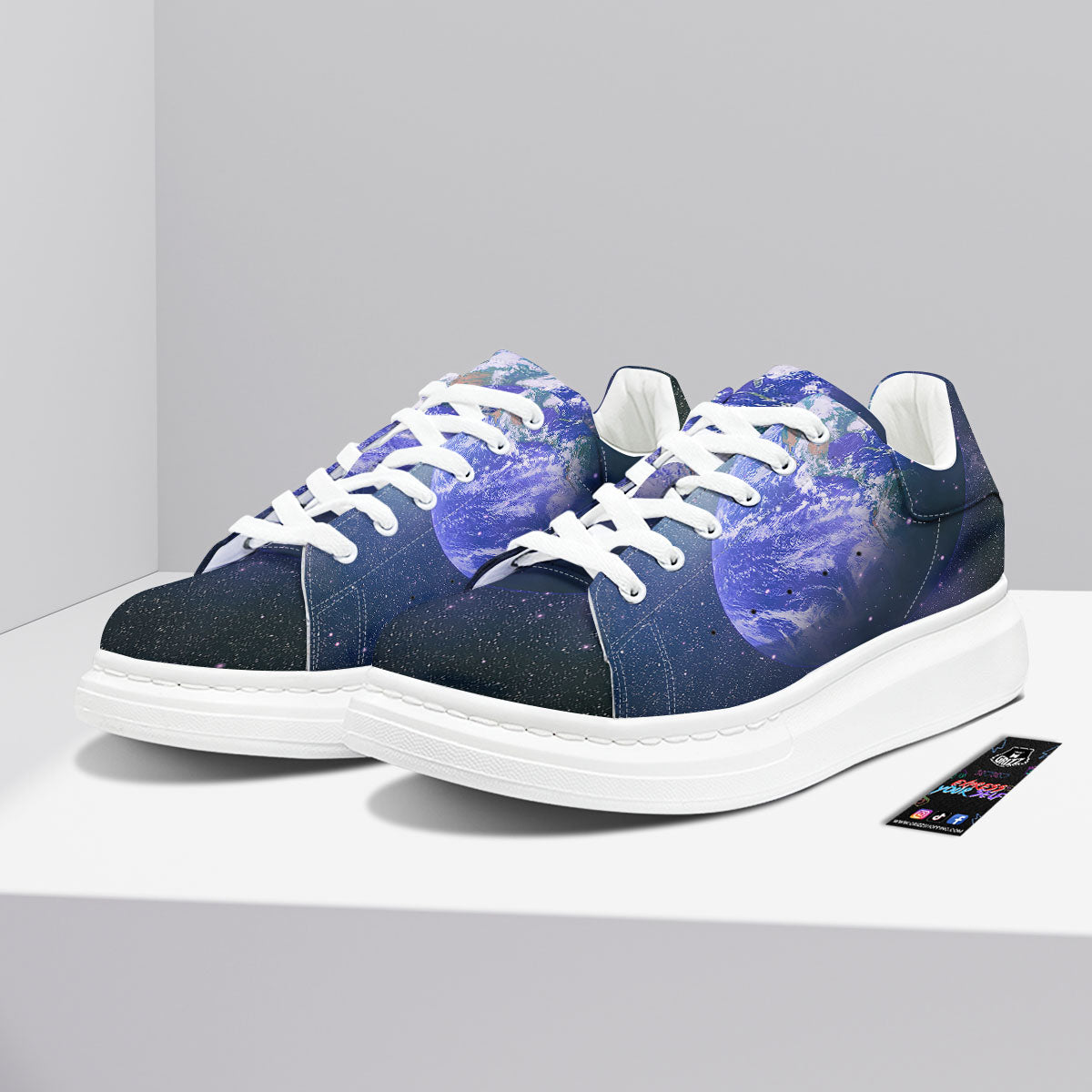Space And Earth Print Platform Shoes