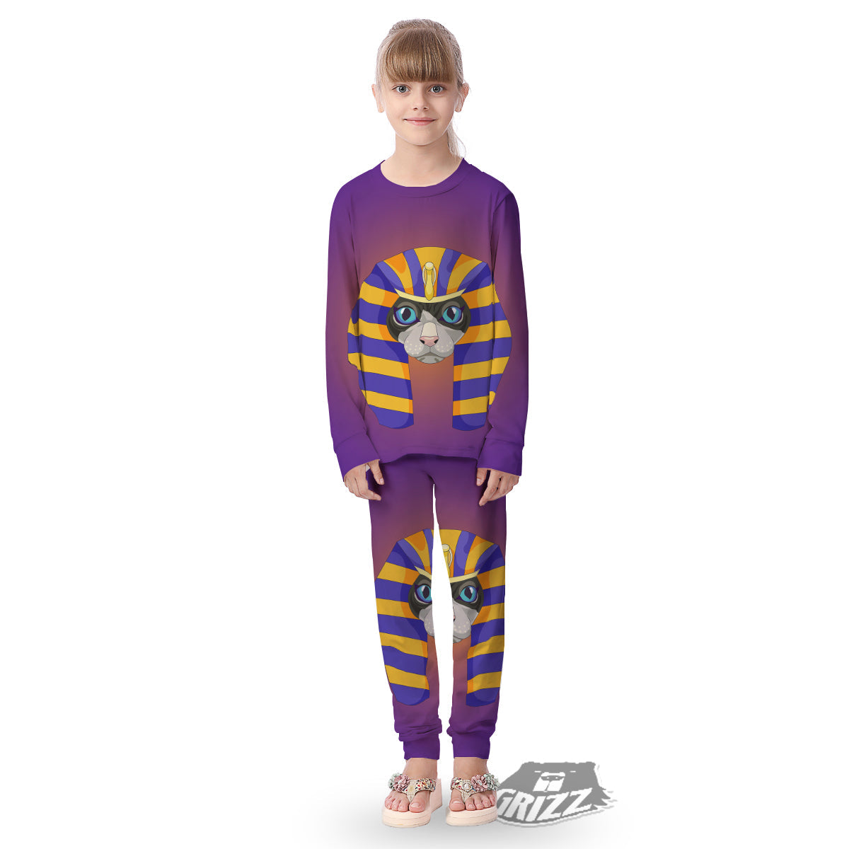 Sphynx Cat Pharaoh Print Kid's Pajamas