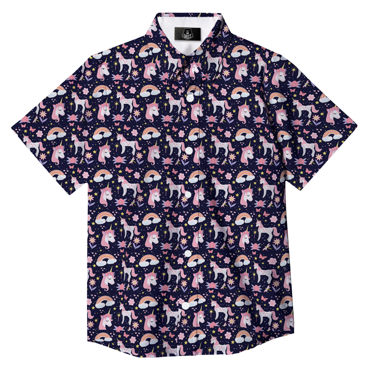 Star Unicorn Cute Night Print Pattern Button Up Shirt