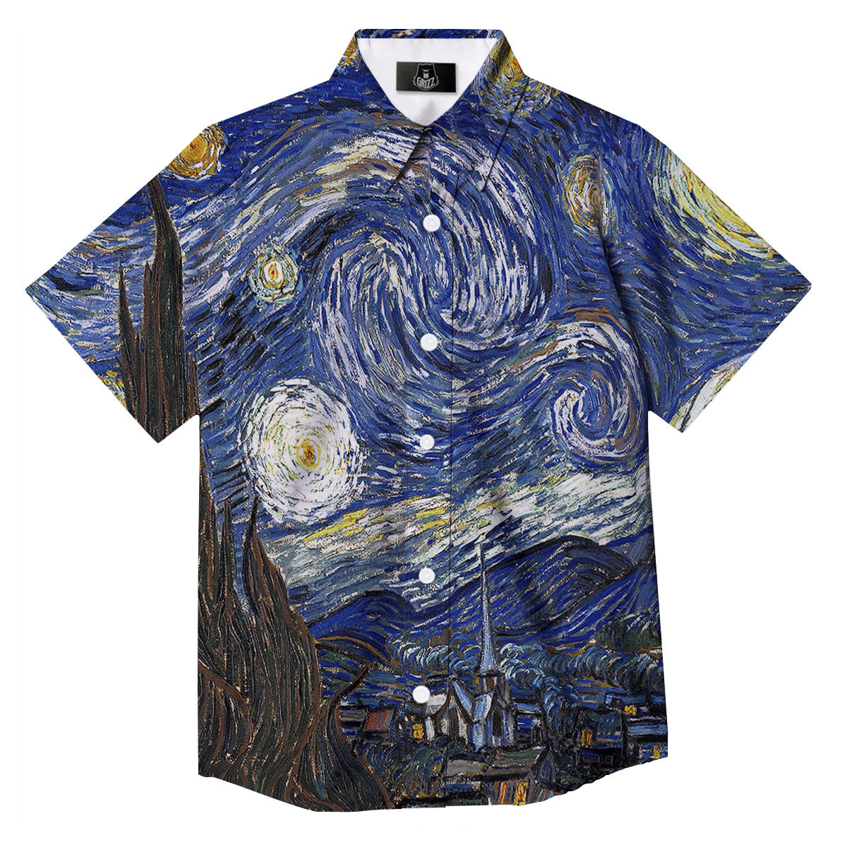 Starry Night Print Button Up Shirt