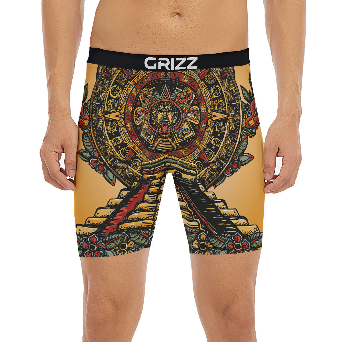 Statue Ancient Mayan Print Boxer Briefs