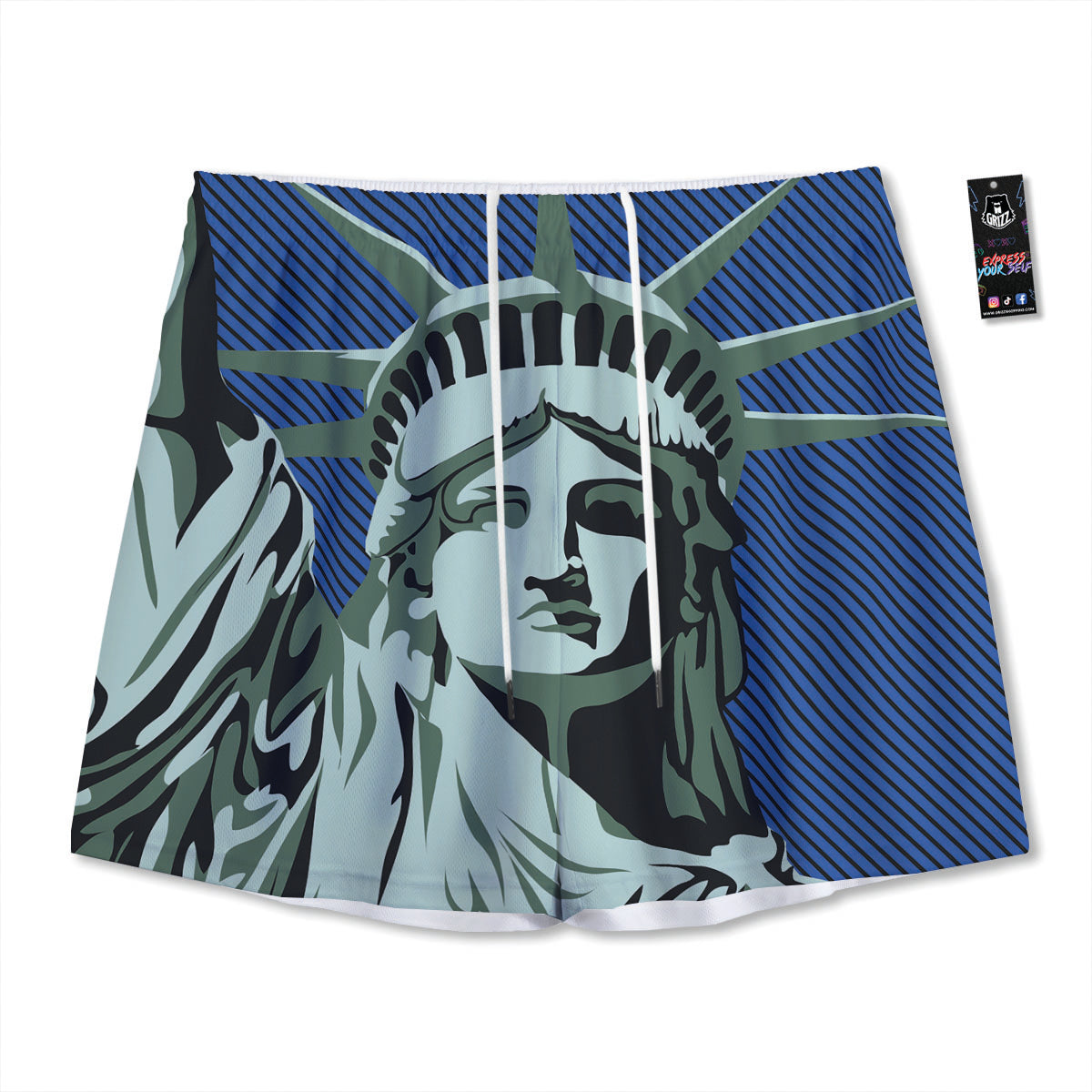 Statue Of Liberty American Print Mesh Shorts