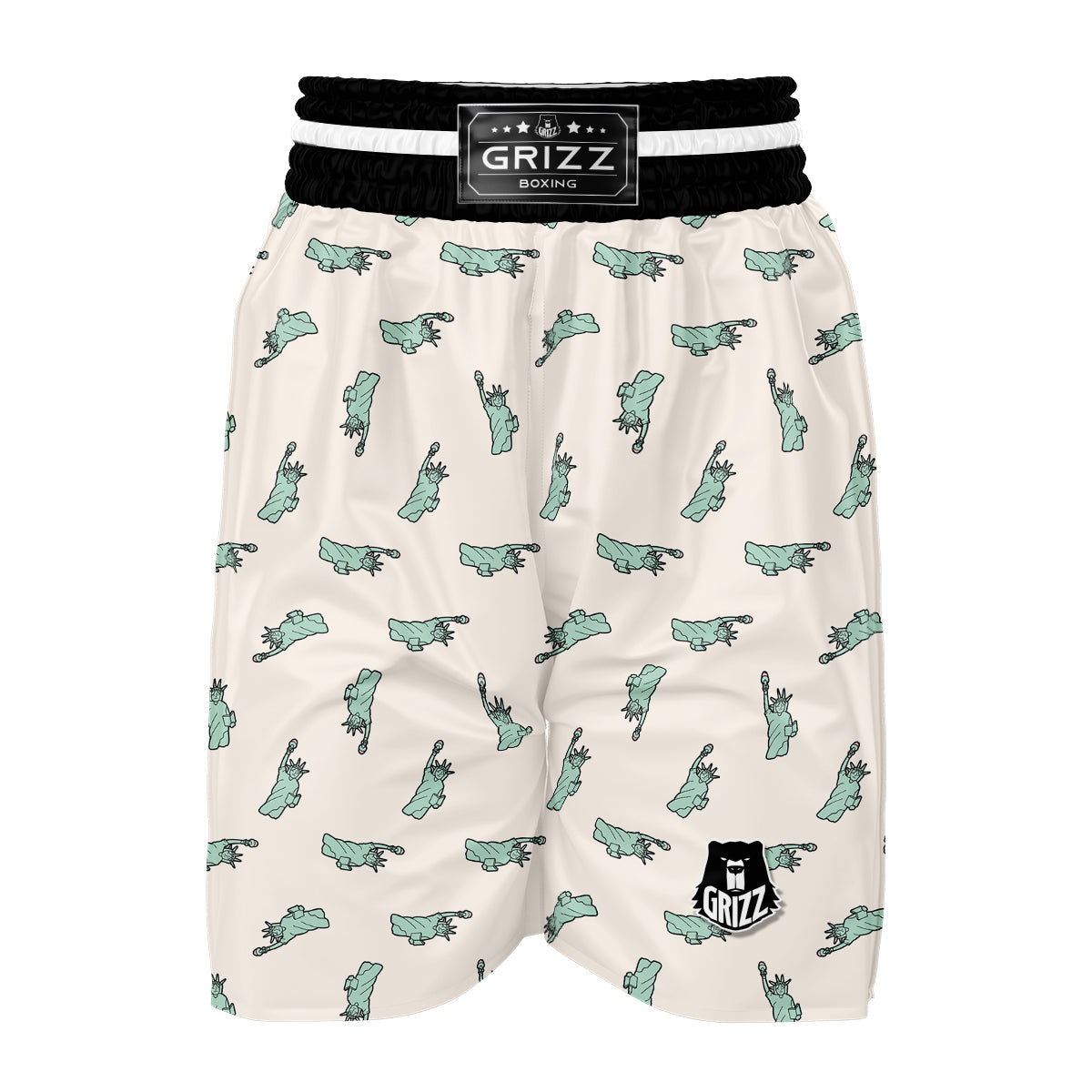 Statue Of Liberty Beige Print Pattern Boxing Shorts