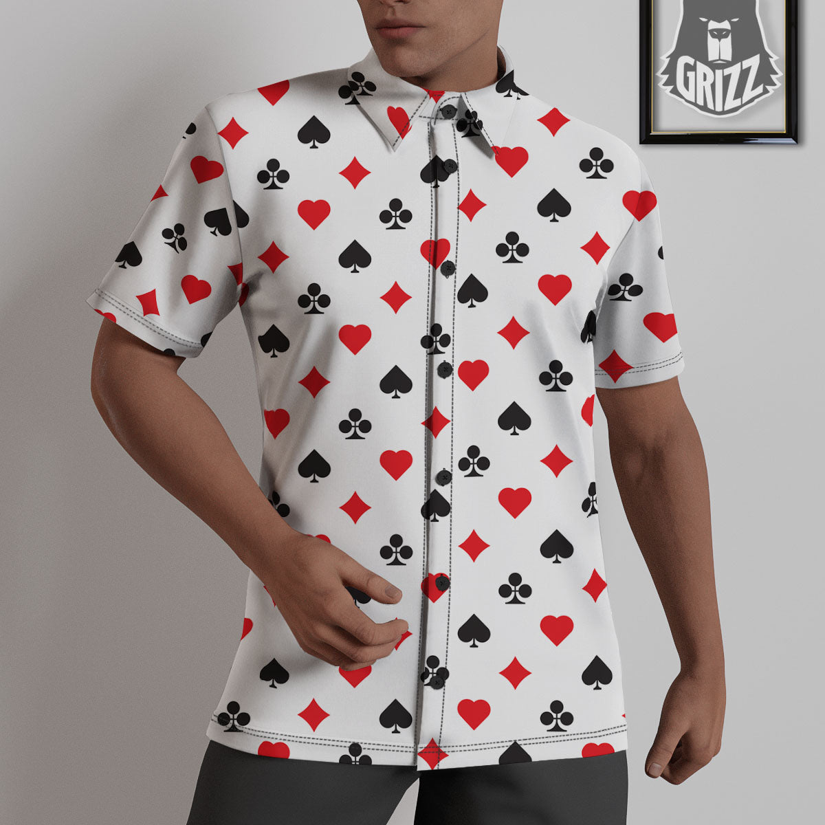 Suits Playing Card Print Pattern Untucked Shirts
