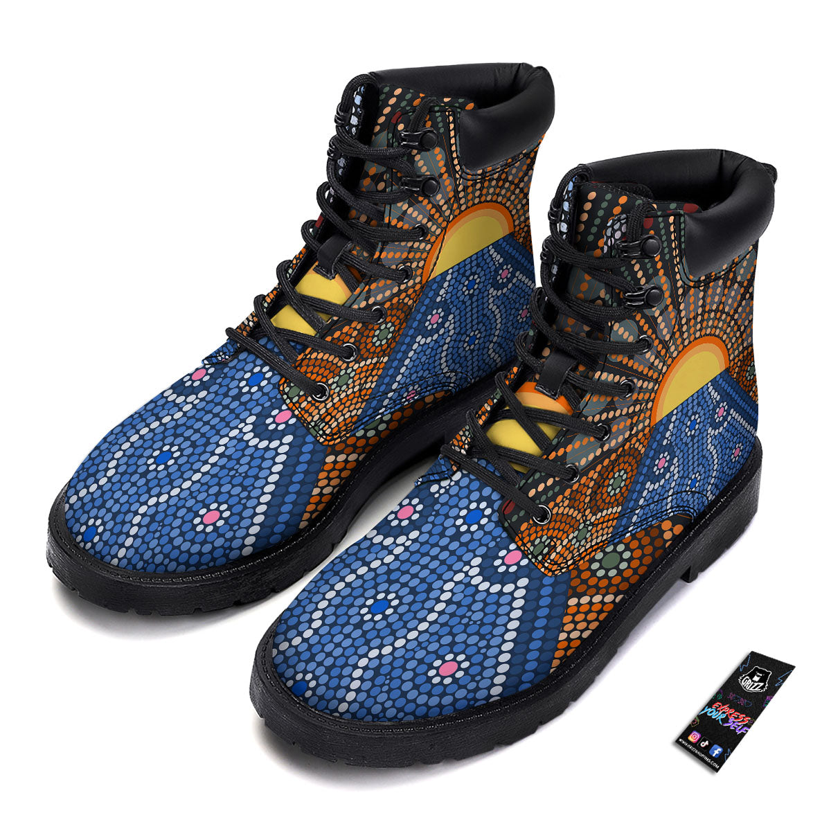 Sunset Art Aboriginal Indigenous Print Boots