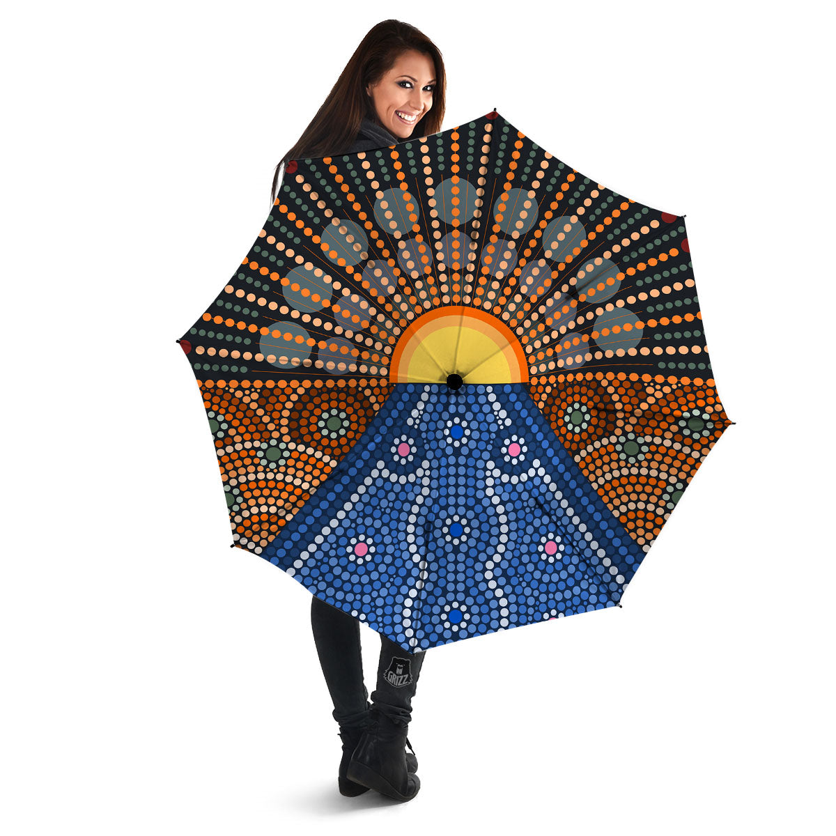 Sunset Art Aboriginal Indigenous Print Umbrella