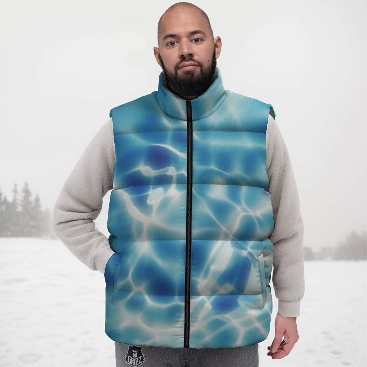 Surface Sea Water Print Down Vest