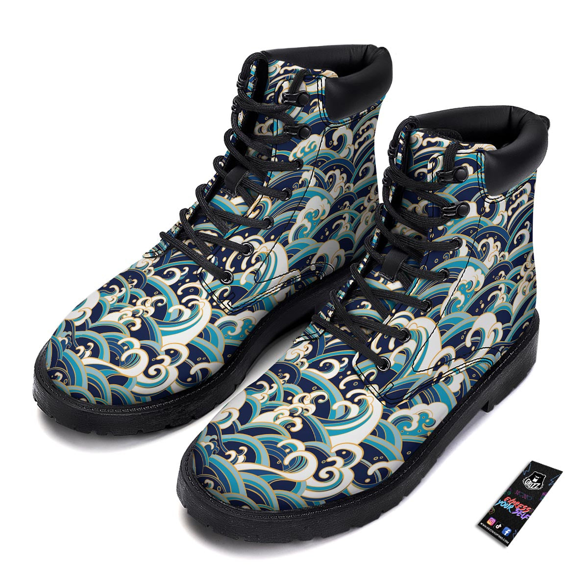 Surfing Sea Wave Print Pattern Boots