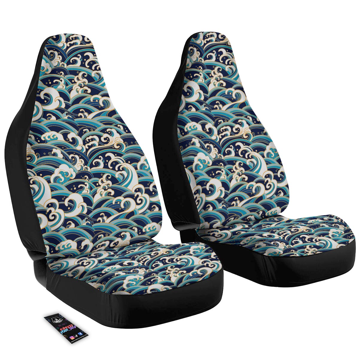 Surfing Sea Wave Print Pattern Car Seat Covers