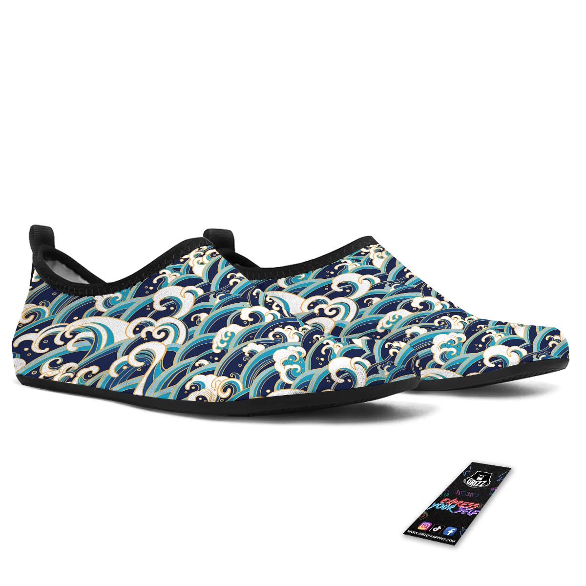 Surfing Sea Wave Print Pattern Water Shoes