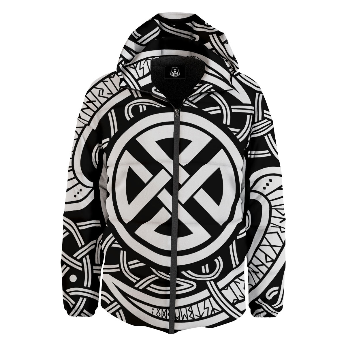 Symbol Viking Norse Runes Print Down Jacket