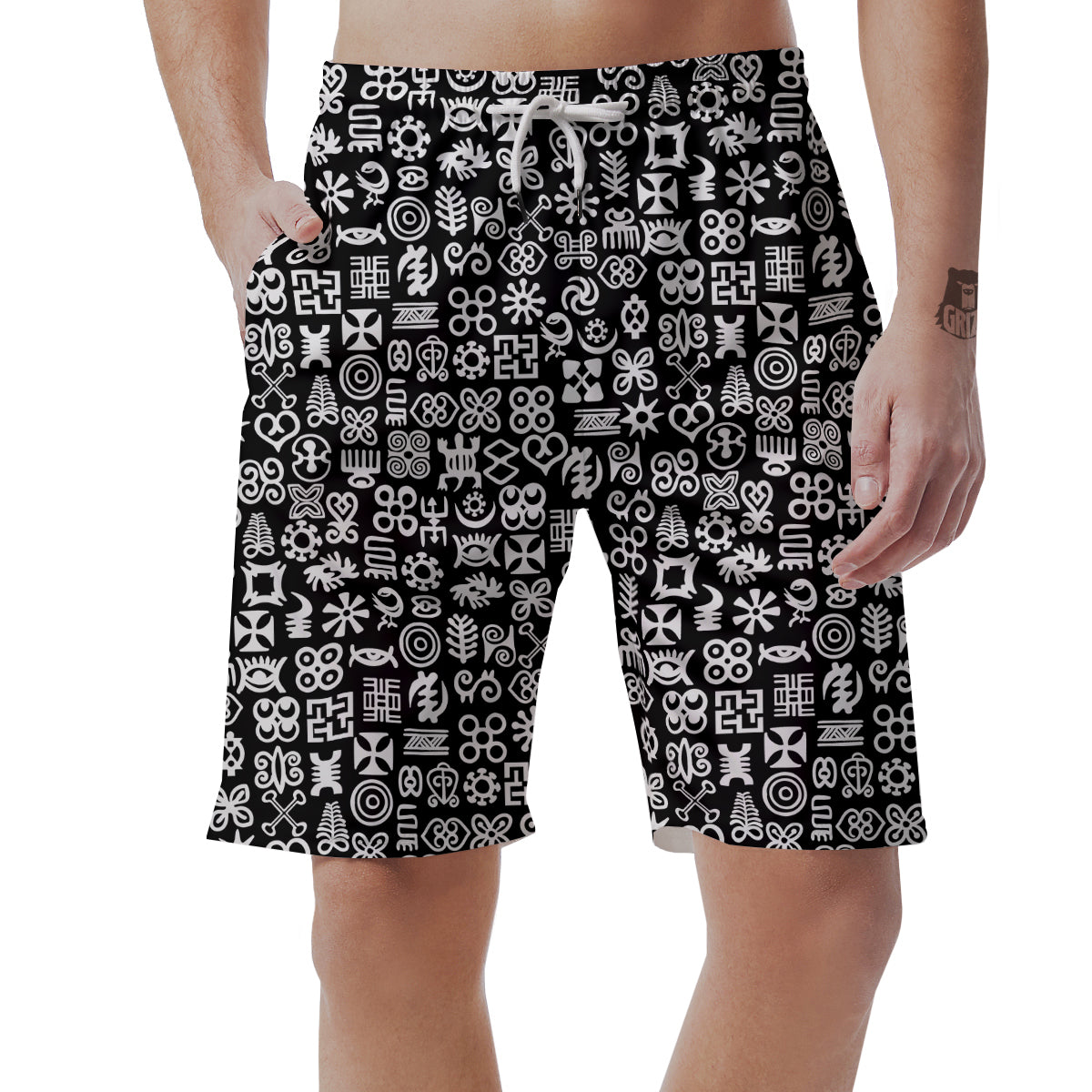 Symbols Black Adinkra Print Pattern Men's Shorts – Grizzshopping