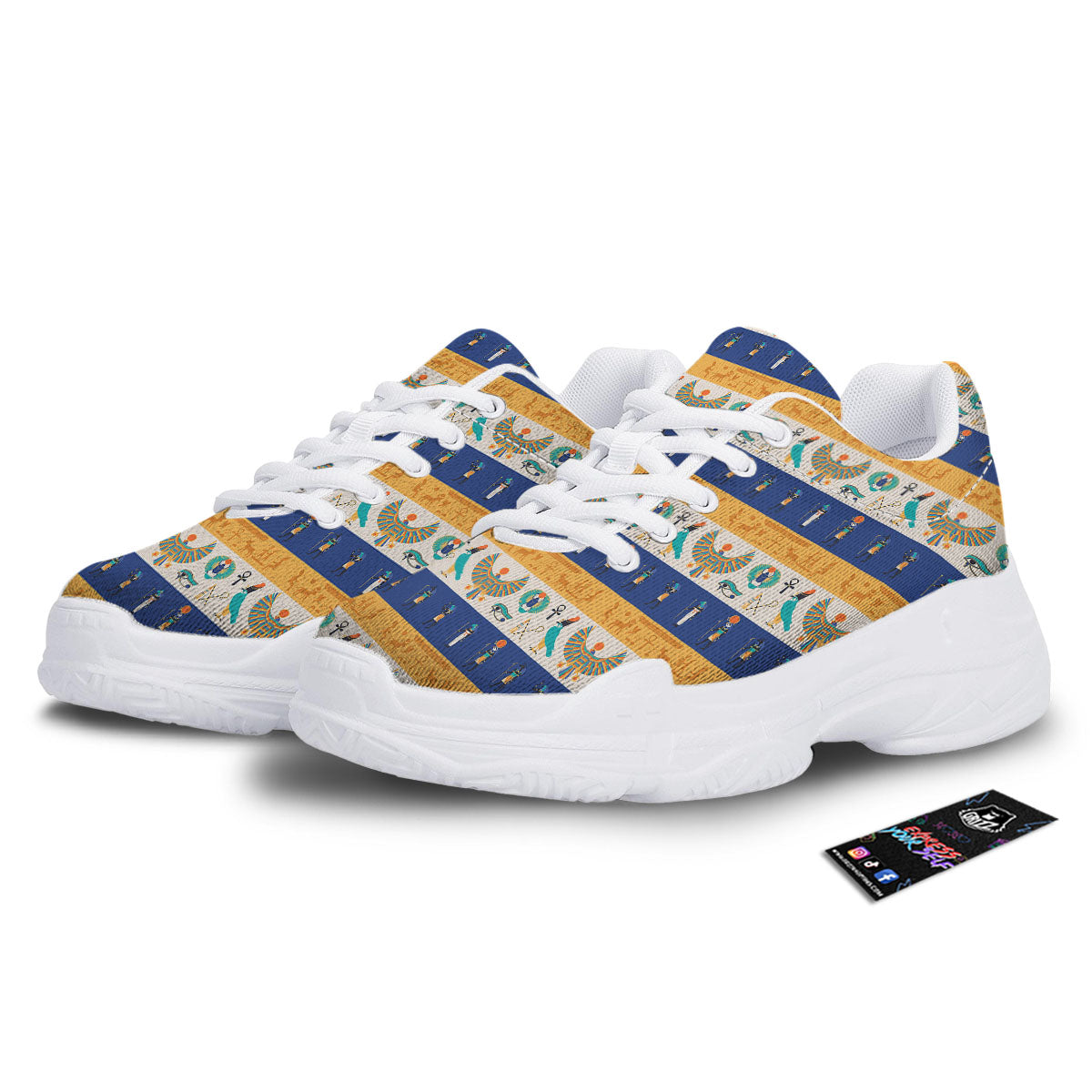 Symbols Egyptian Print Pattern White Chunky Shoes