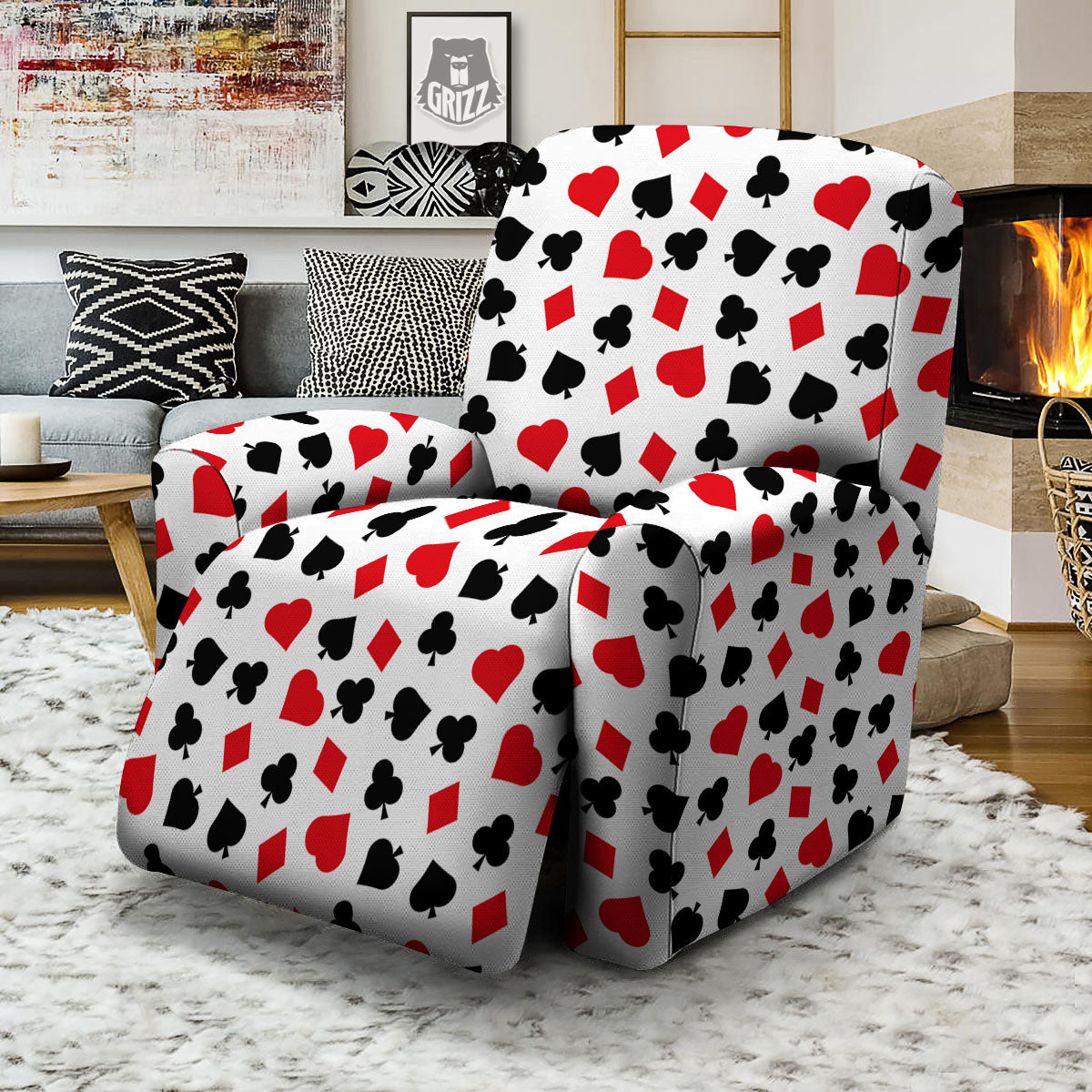 Symbols Playing Card Print Pattern Recliner Slipcover – Grizzshopping
