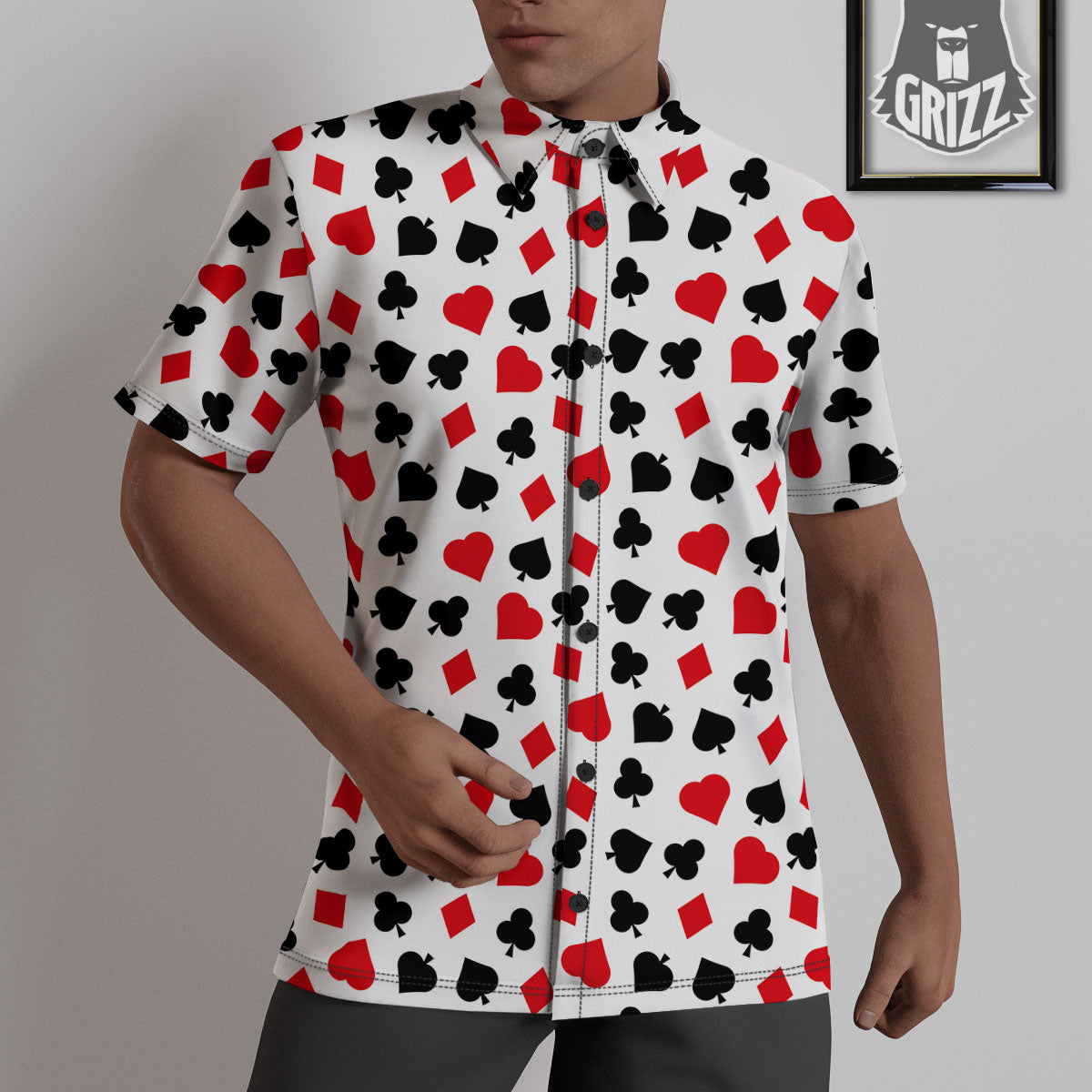 Symbols Playing Card Print Pattern Untucked Shirts