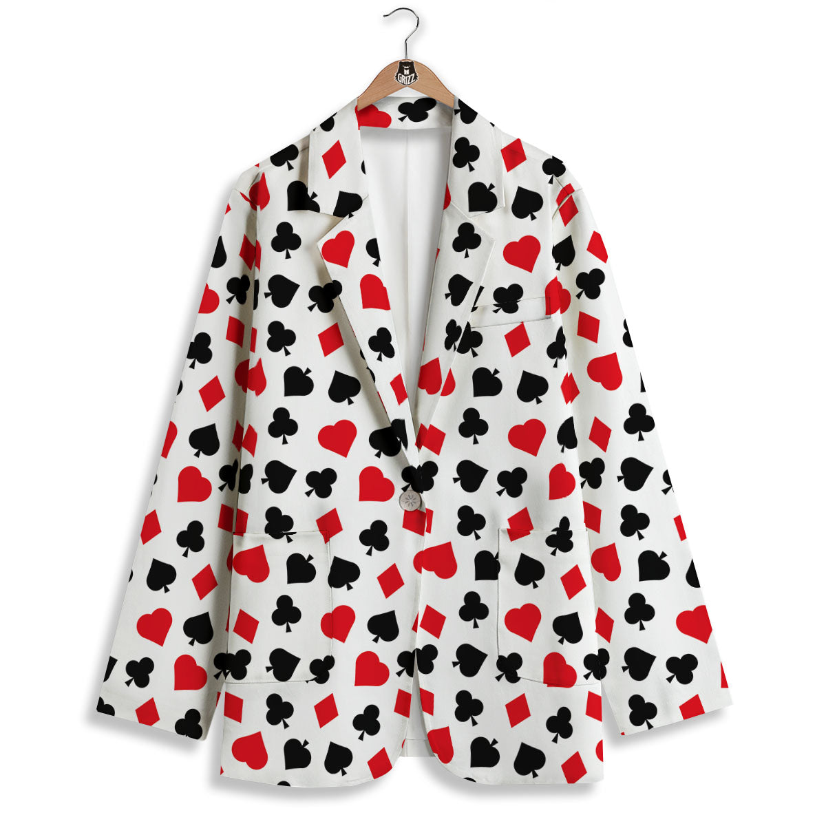Symbols Playing Card Print Pattern Women's Blazer