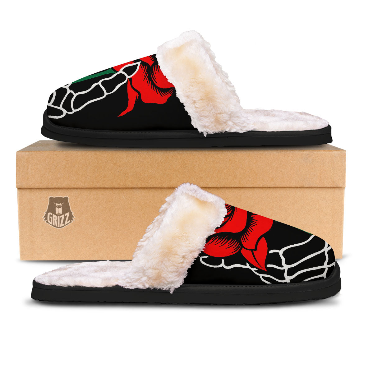 Tattoo Red Roses Print Slippers