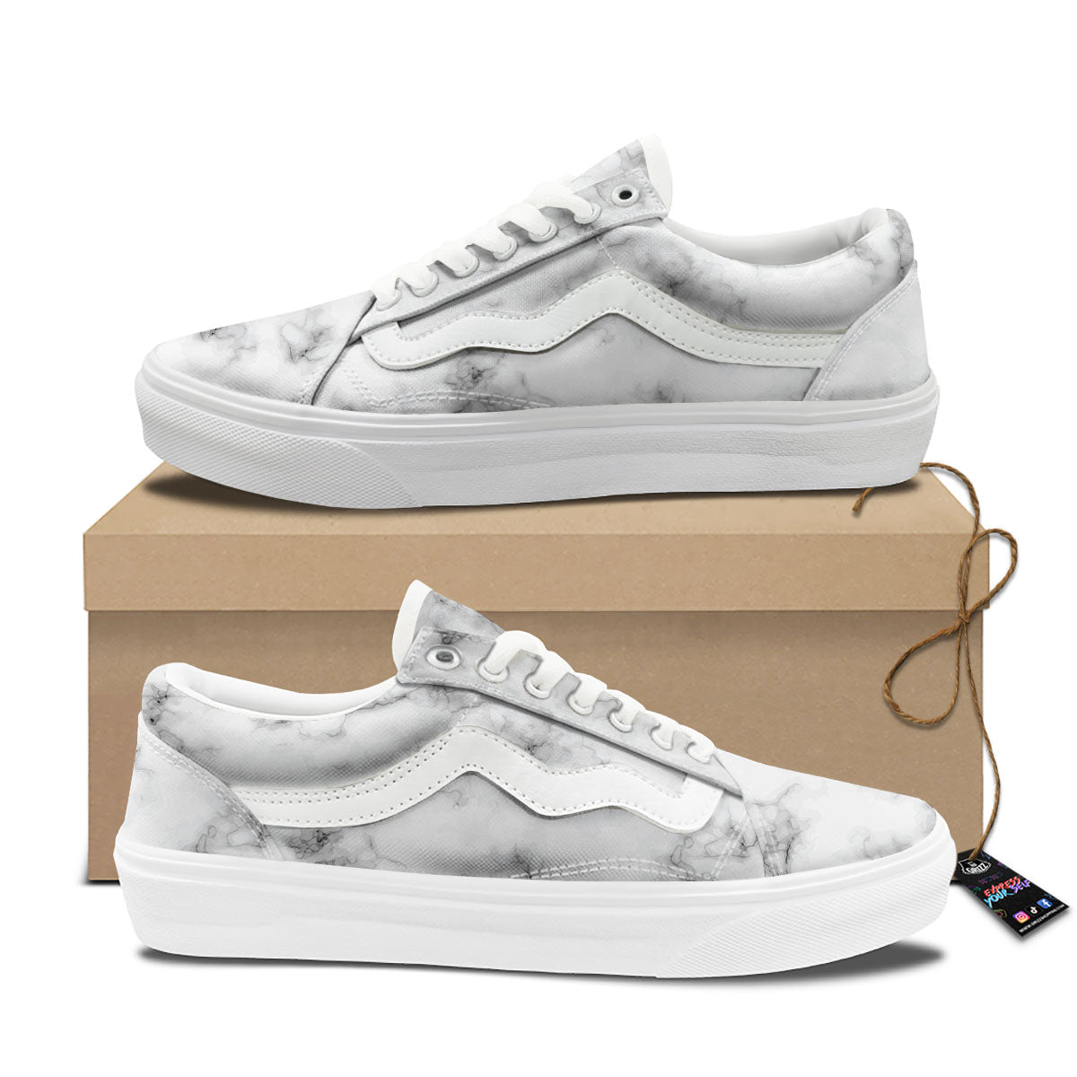 Texture Grey Marble Print Skate Shoes