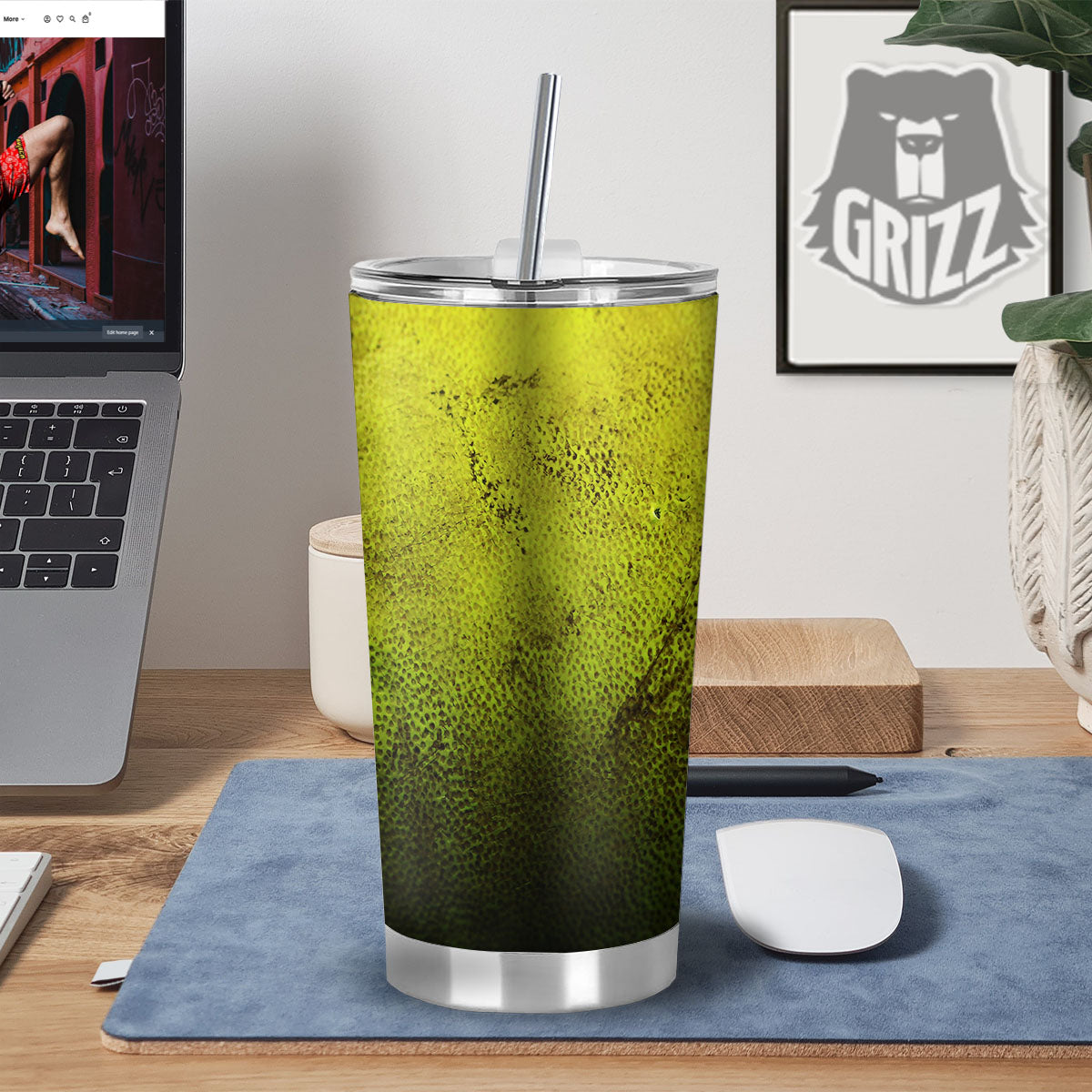 Texture Softball Ball Print Tumbler