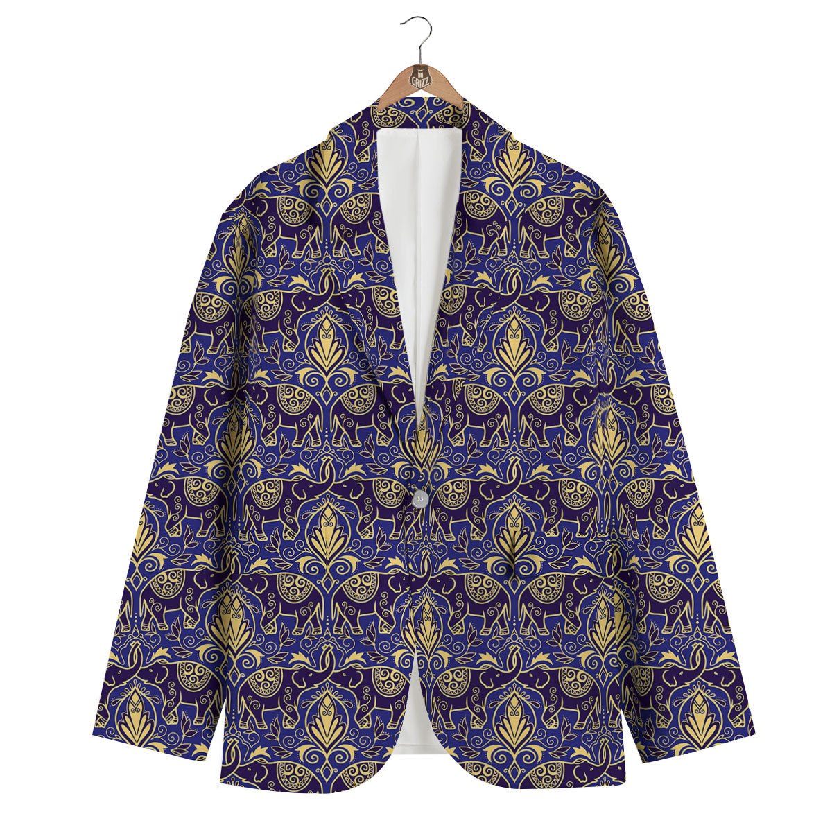 Thai Ethnic Elephant Print Pattern Men's Blazer