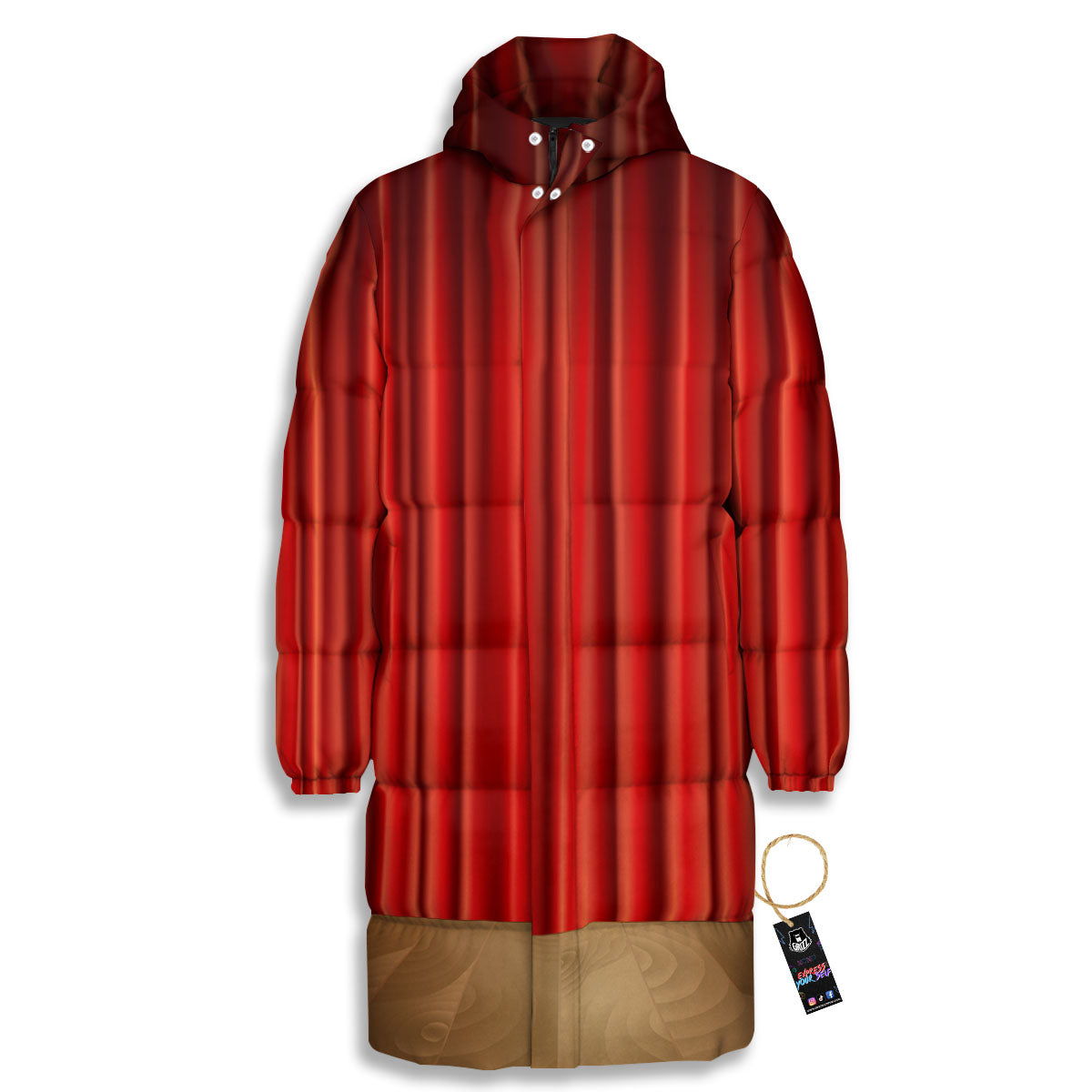 Theater Red Curtain Print Long Down Jacket