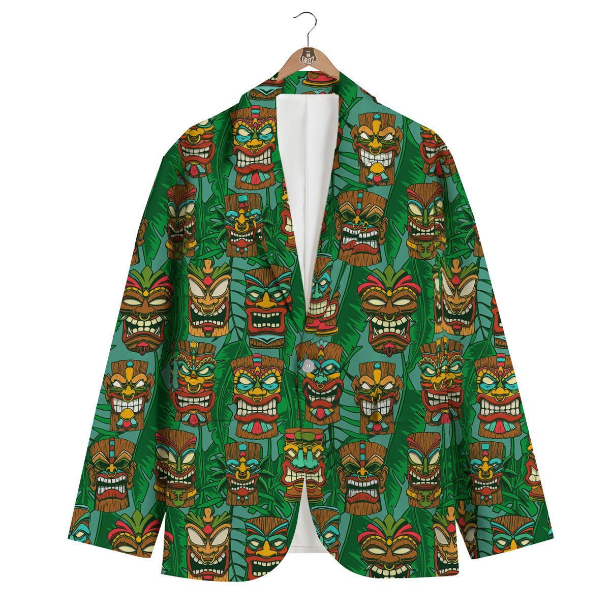 Tiki Hawaiian Print Pattern Men's Blazer