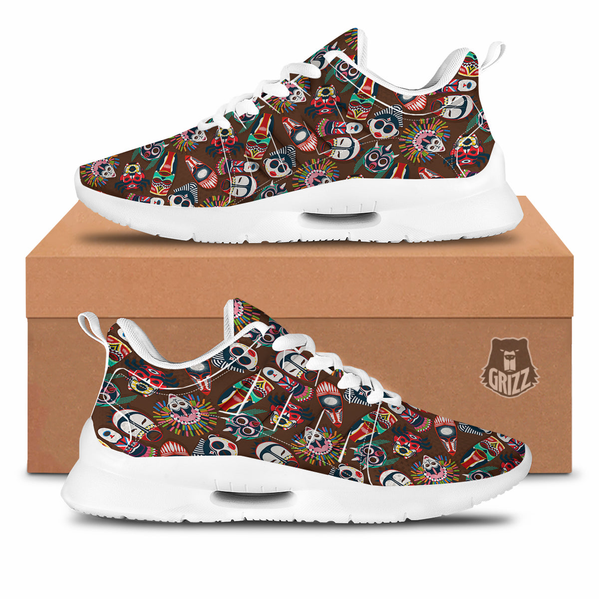 Totem And Mask African Print Pattern Tennis Shoes