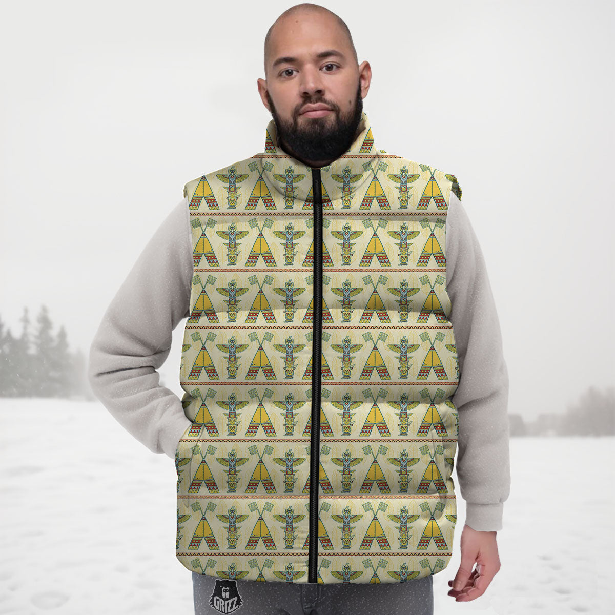Totem Native Print Pattern Down Vest