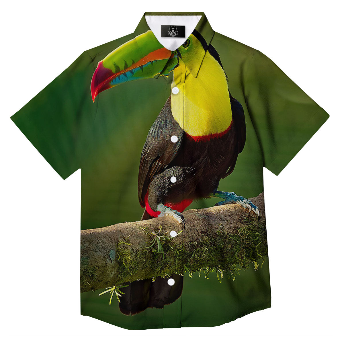 Toucan Tropical Toco Print Button Up Shirt